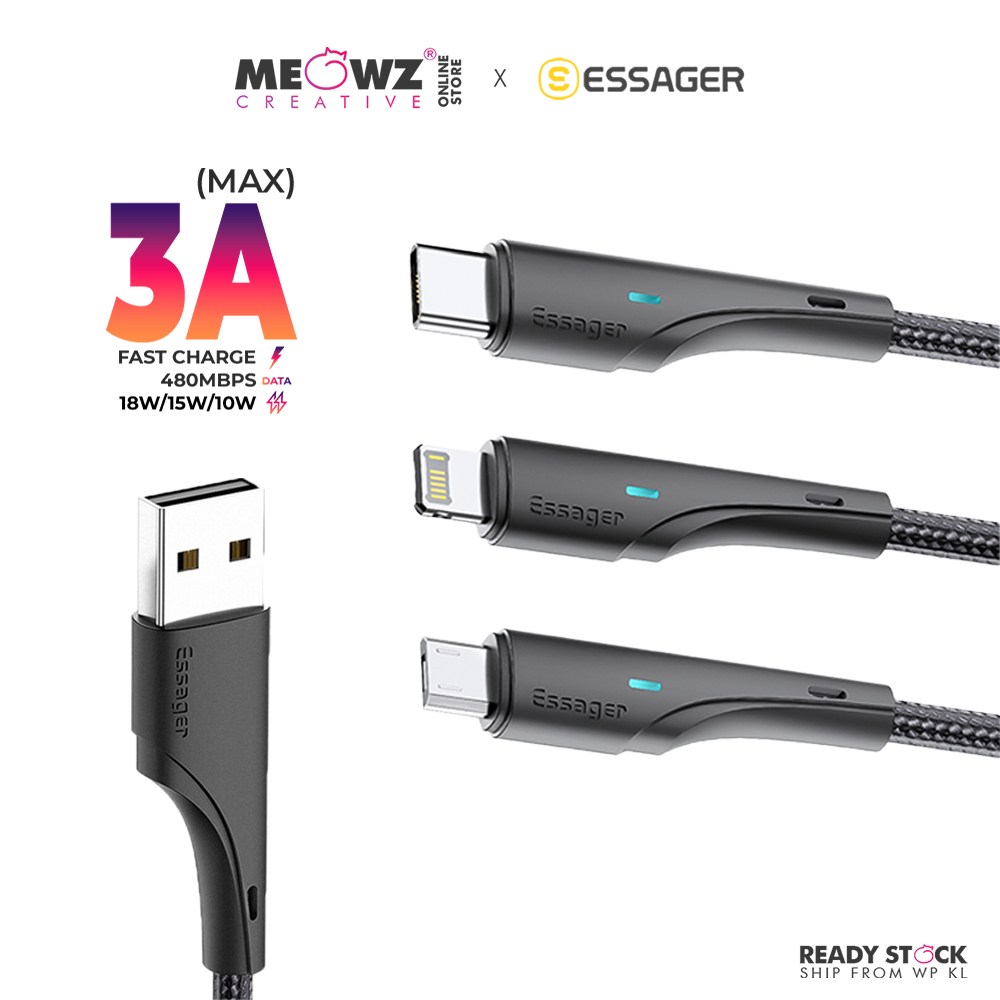 Essager Minimalist Series USB to Type-C / iP / Micro Usb Fast Charging ...