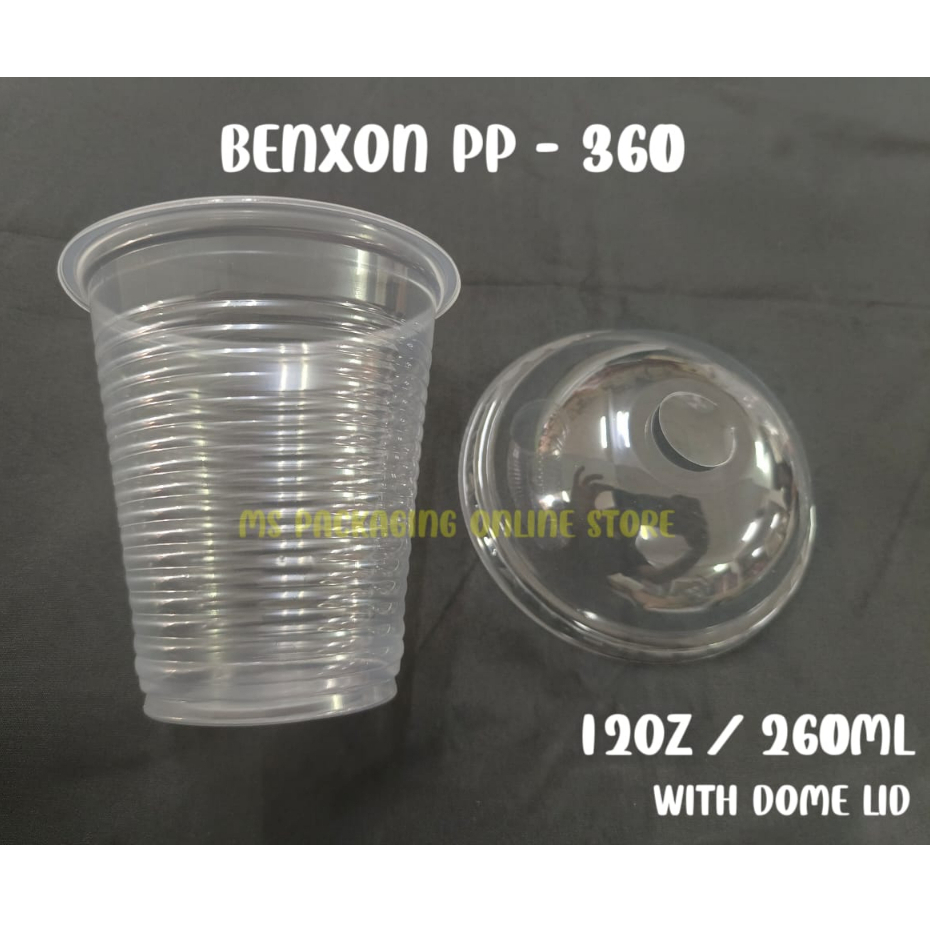 BENXON 12oz / 16oz PP Cup with "Dome Lid" [ 100sets ] PP360 / PP500 ...