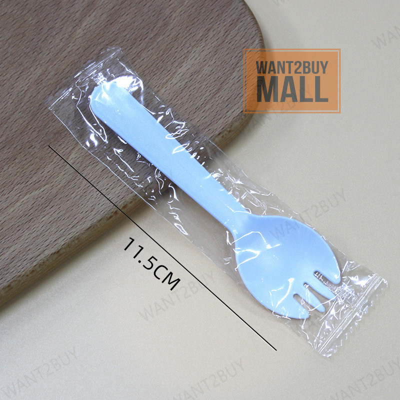 1pcs Disposable Plastic Dessert Fork Spoon Cake Fork Cake Spoon Garfu ...
