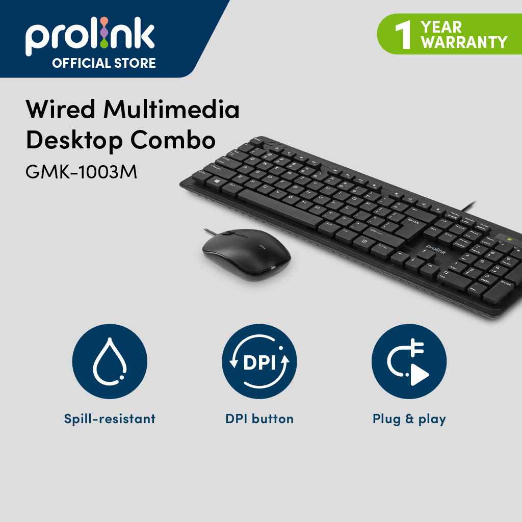 Prolink Wired Multimedia Keyboard & mouse for windows | Plug and Play ...