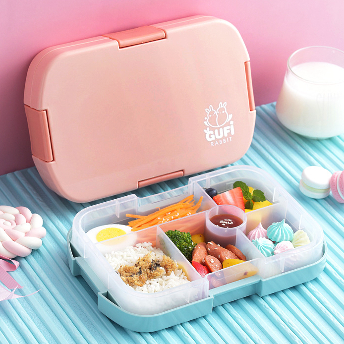 6 Compartment Lunch Box Microwave 6 Grids Storage Leakproof Kids Bento ...
