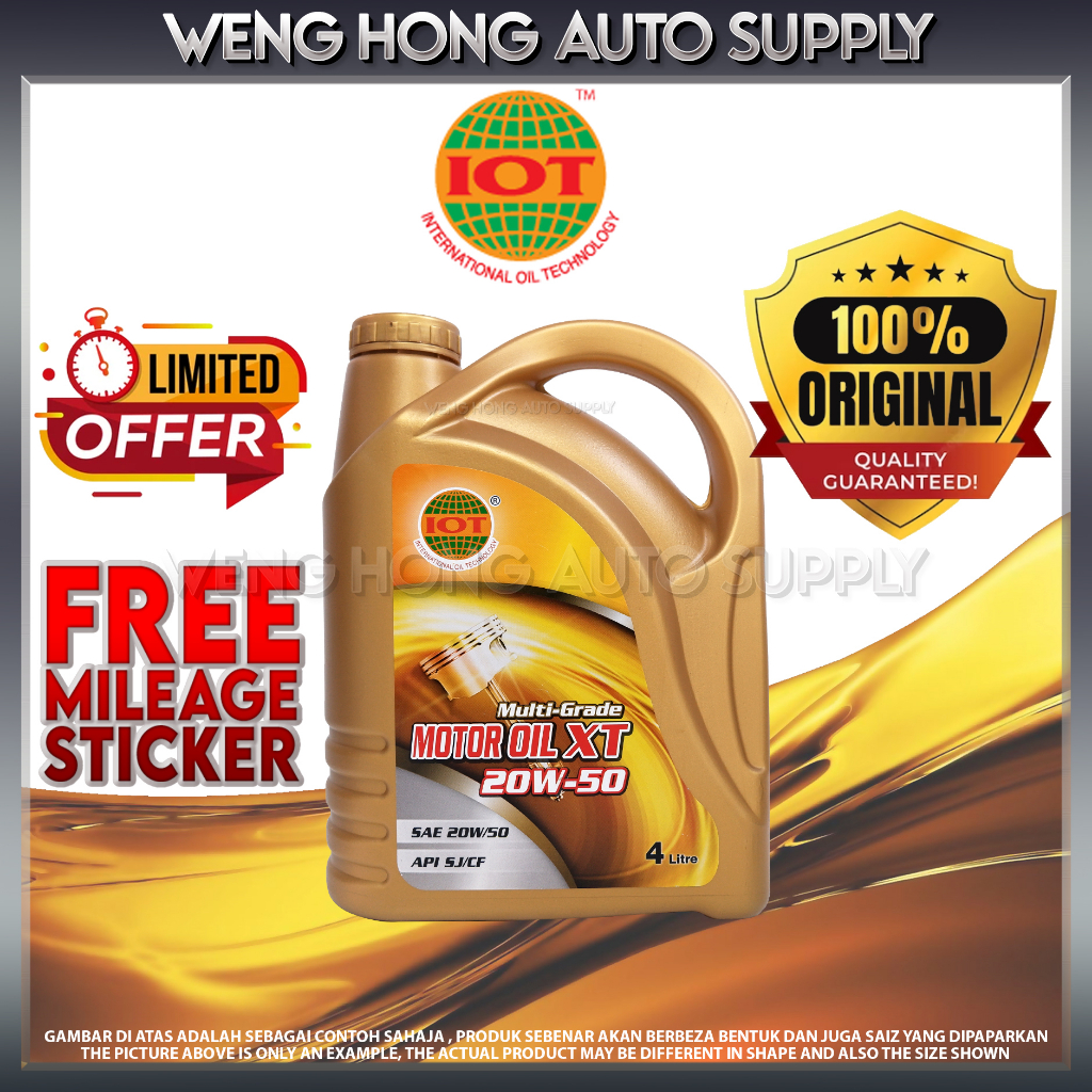 IOT XT 20W-50 API SJ/CF Multi-Grade Engine Oil ( 4L ) | Shopee Malaysia