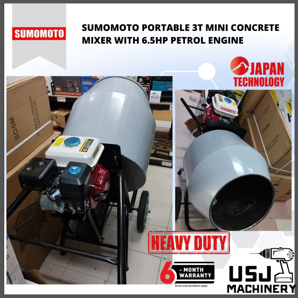 SUMOMOTO Portable 3T Mini Concrete Mixer With 6.5HP Petrol Engine ...