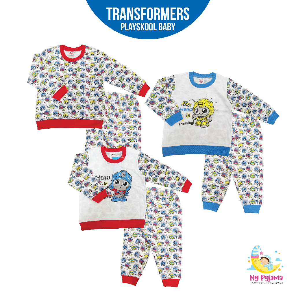 Transformers Playskool 1-4Y Boy Pyjamas Set 100% Cotton Robot Sleepwear ...