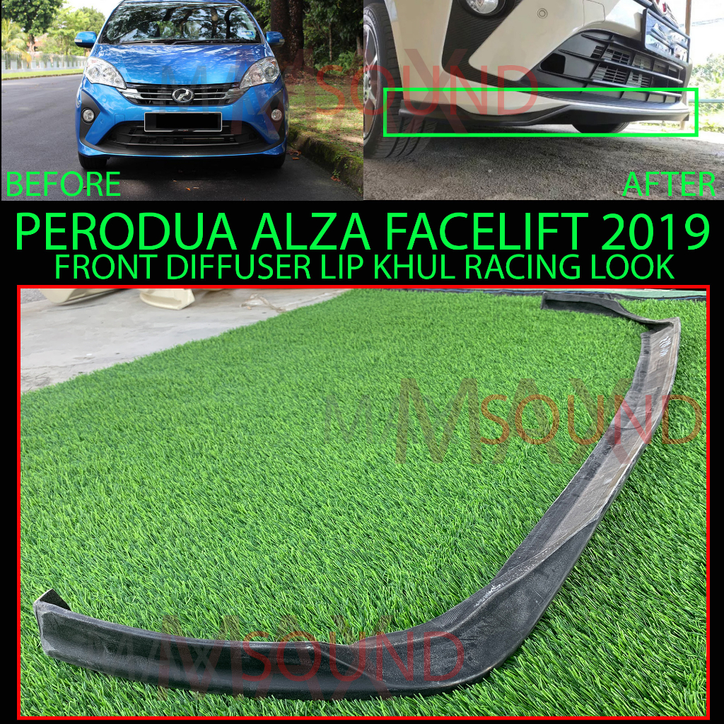 PERODUA ALZA FRONT LIP MATERIAL PU GETAH KHUL RACING LOOK DIFFUSER ALZA ...
