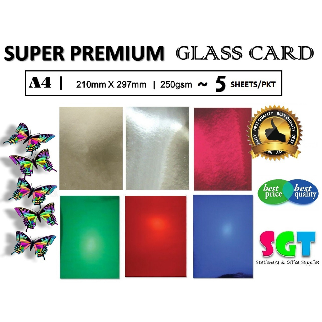 SUPER Premium A4 Glass Card / Mirror Card 250gsm (5's / pack ) | Shopee ...