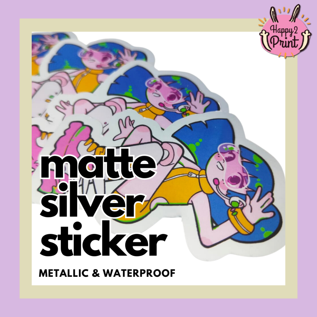 Diecut Matte silver metallic sticker! Waterproof and durable! | Shopee ...