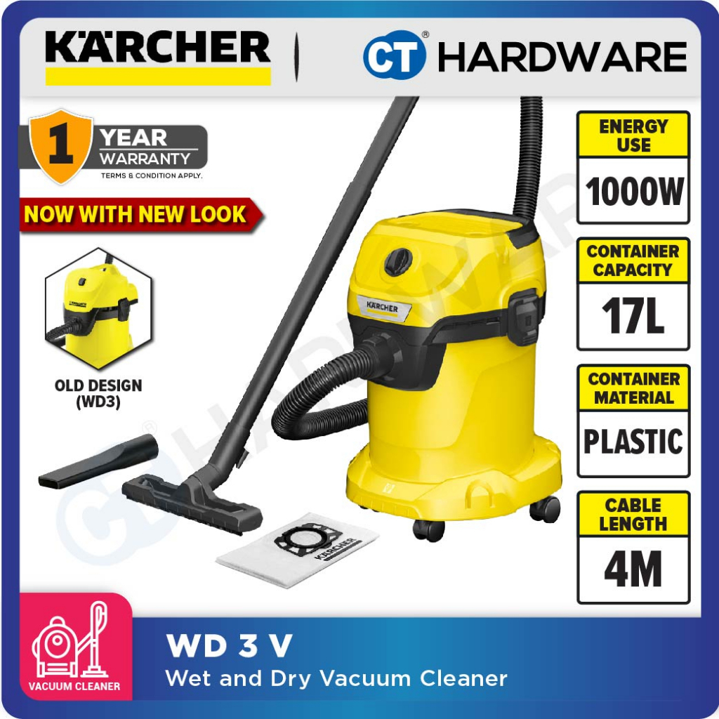 KARCHER WD 3 V WET AND DRY VACUUM CLEANER | 17L | 1000W [ WD3V ...