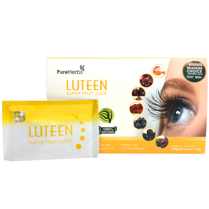 PUREHERBS 叶黄素 LUTEIN SUPER FRUIT JUICE 20 Sachet / 15g per Sachet untuk ...