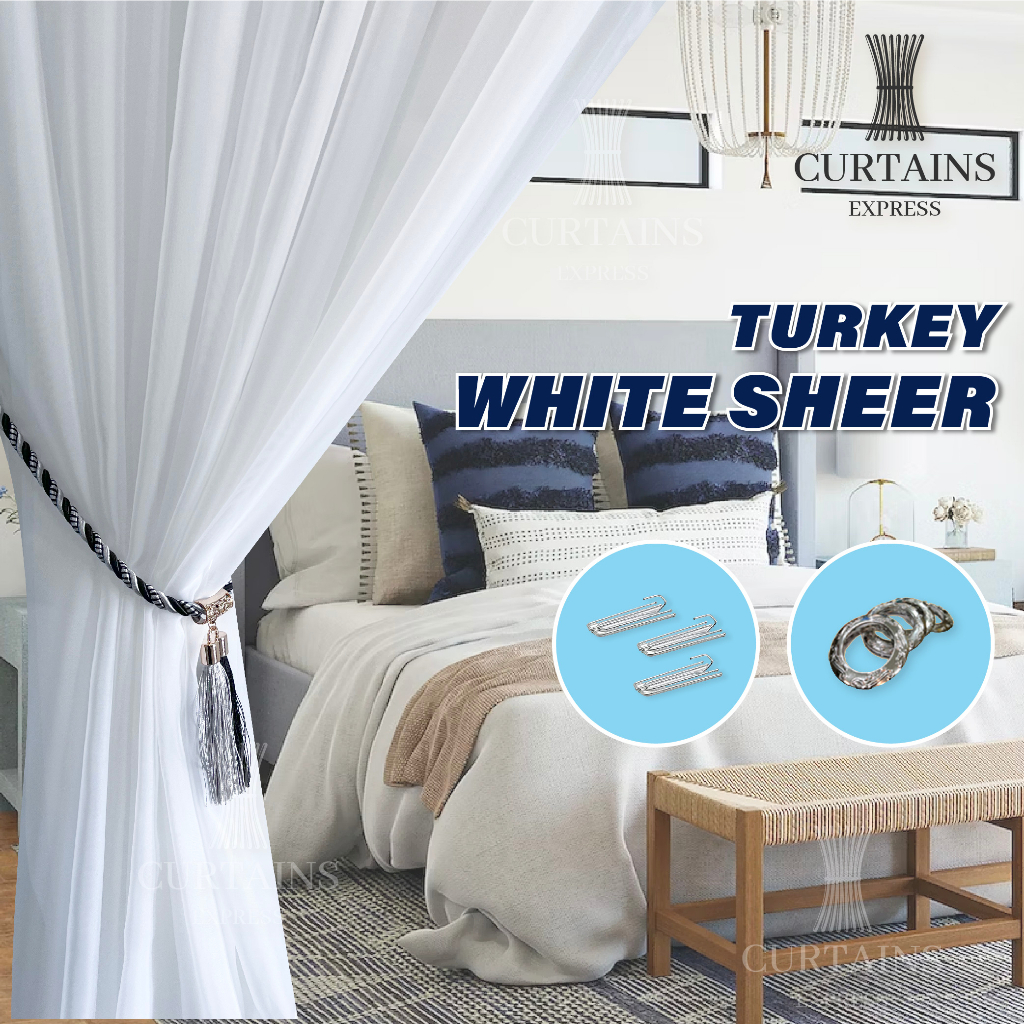 Turkey White Sheer /Langsir Sheer /Lining Putih /Langsir Putih /Day ...