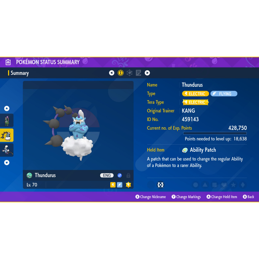 Pokemon Scarlet & Violet - 6IV Thundurus [Incarnate Form] | Shopee Malaysia