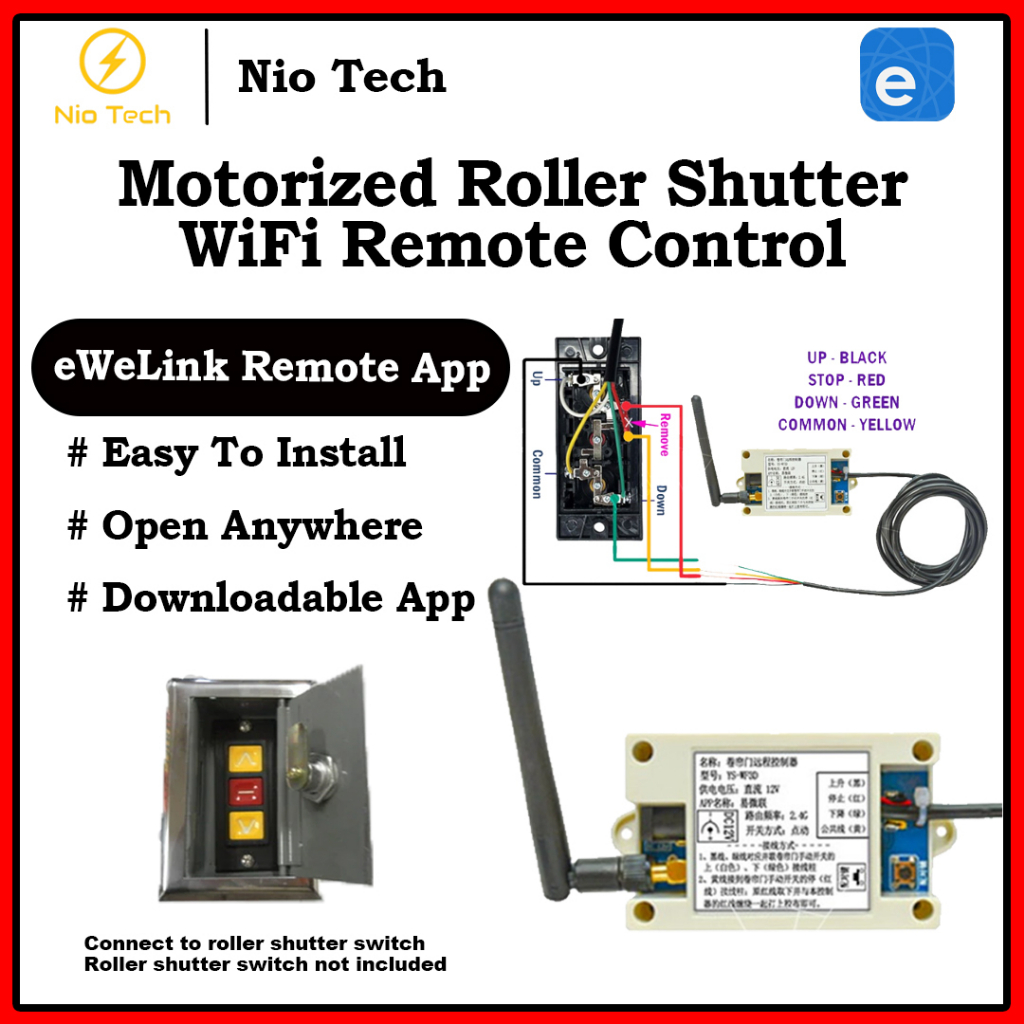 NioTech eWeLink 2.4G WiFi Smart Motorized Roller Shutter Remote ...
