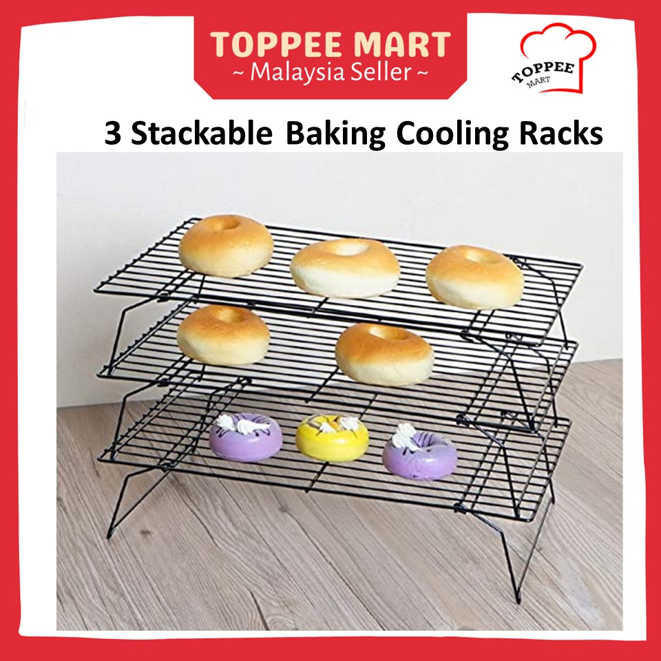 3 Stackable Baking Cooling Racks Rak Penyejuk Kek | Shopee Malaysia