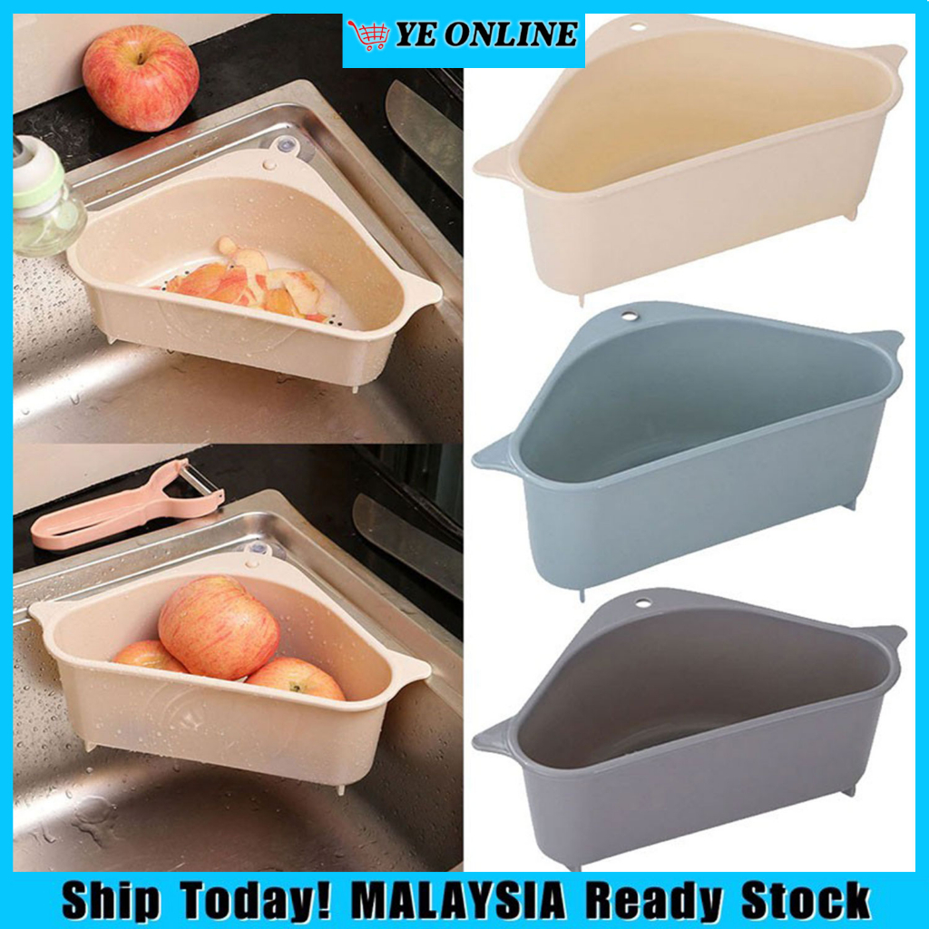 Multifunctional Triangle Sink Corner Sponge Drainer Rack Hanging ...