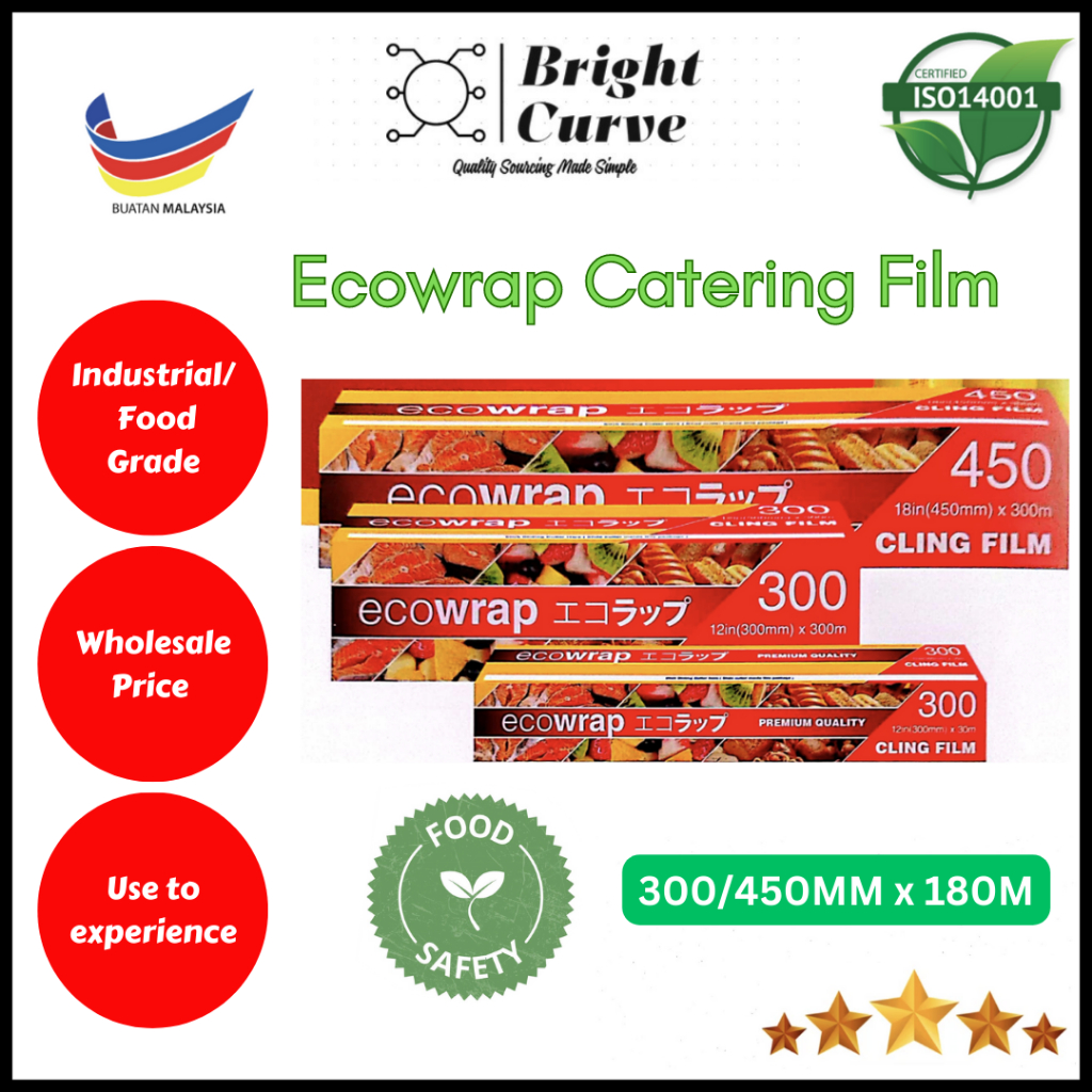 EcoWrap Catering Film 300mm/450mm Wrapping Cling Food Wrap with Sliding Cutter | Shopee Malaysia