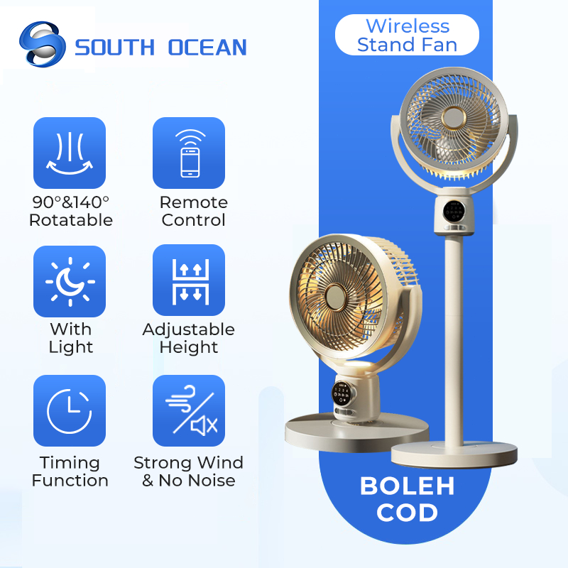 South Ocean wireless Rechargeable Foldable Stand Fan Rmote Control ...