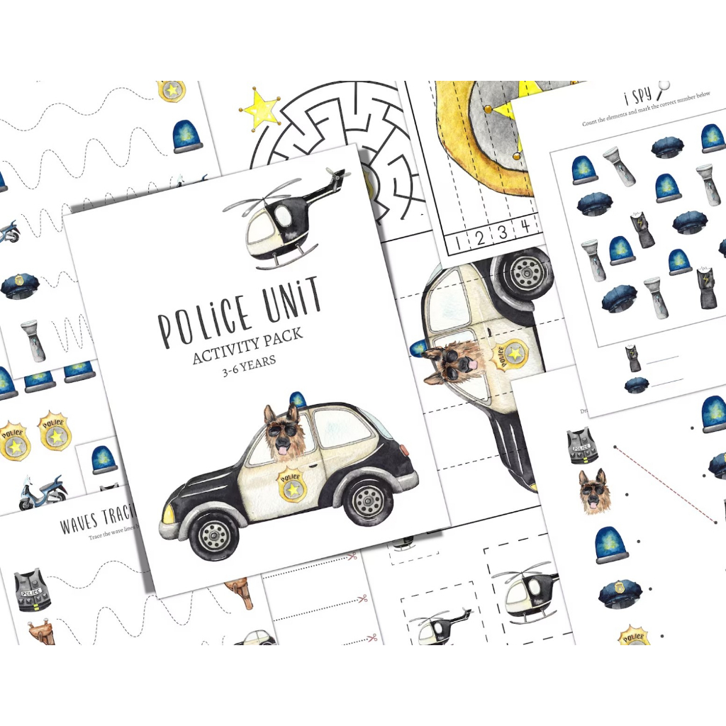 PDF] 61pages Police Unit Activity Pack Learning Kids Printable PDF ...