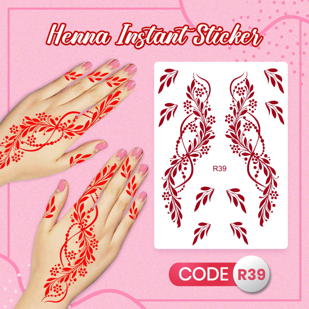 New Design Red Henna Instant Waterproof Sticker For Bride Stiker Inai ...
