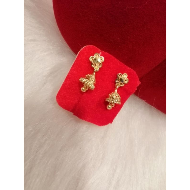 SUBANG TELINGA SADUR EMAS 24K GOLD PLATED EARRINGS JHUMKA JIMIKI JIMKI ...