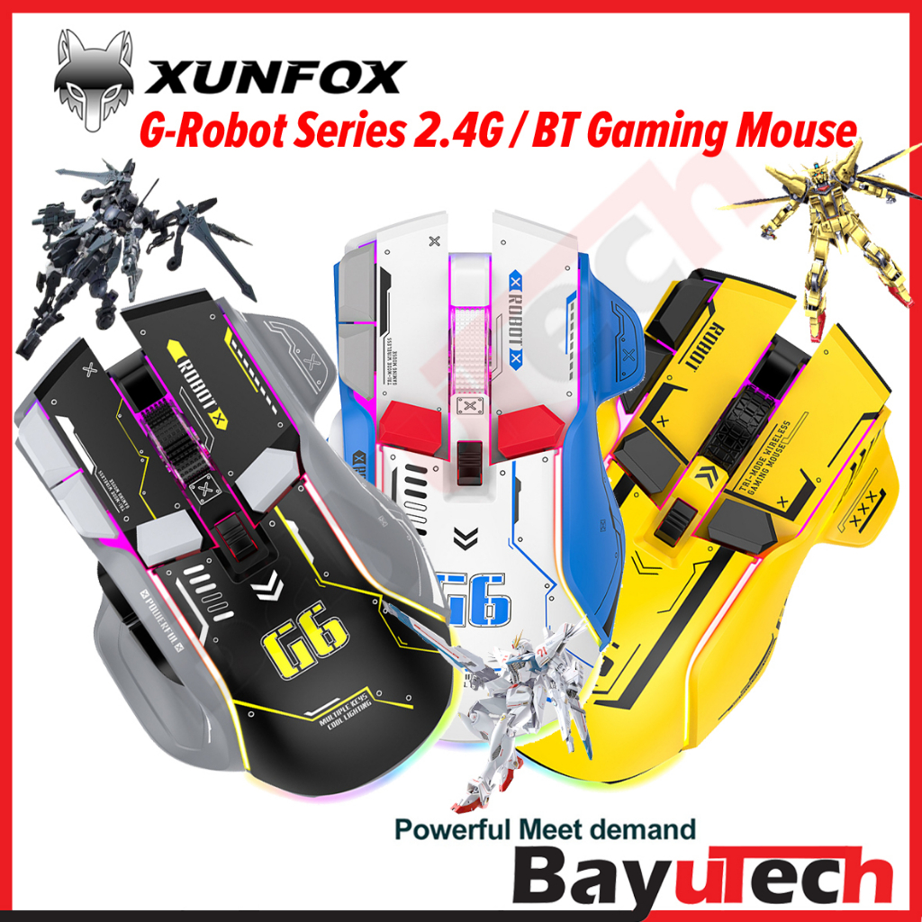 XUNFOX G6 Gaming Mouse BT 2.4G Mice 4000DPI Ergonomic 10 Keys LED DPI ...