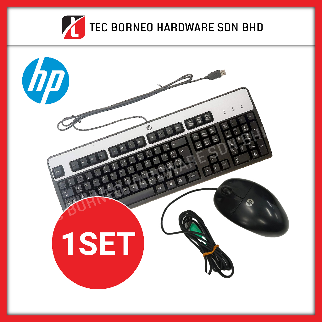 TEC HP 104 Keys Wired Keyboard Black and Silver - KB-0316 HP 537748-001 PS/2 PS2 Optical Two ...