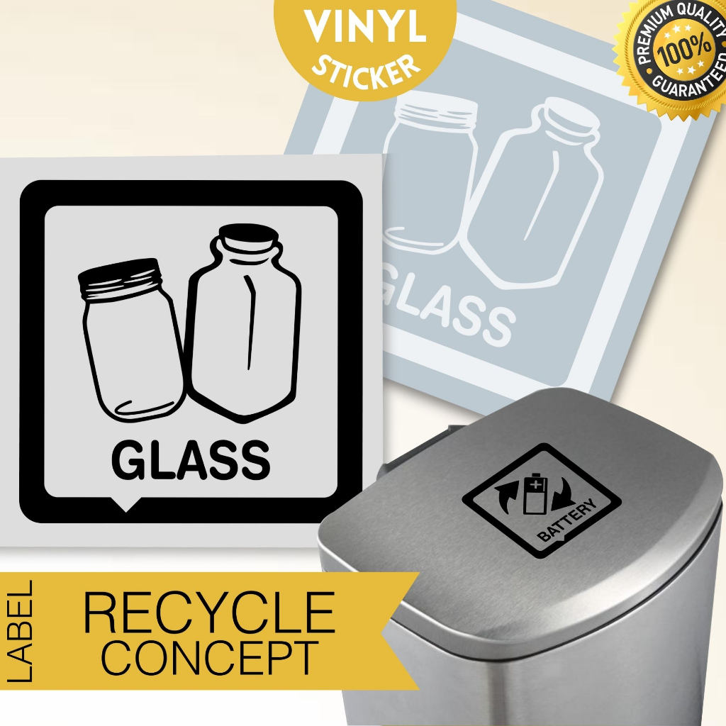 Glass - Vinyl Decal Sticker for Wheelie Bin / Dustbin / Recycle Concept ...
