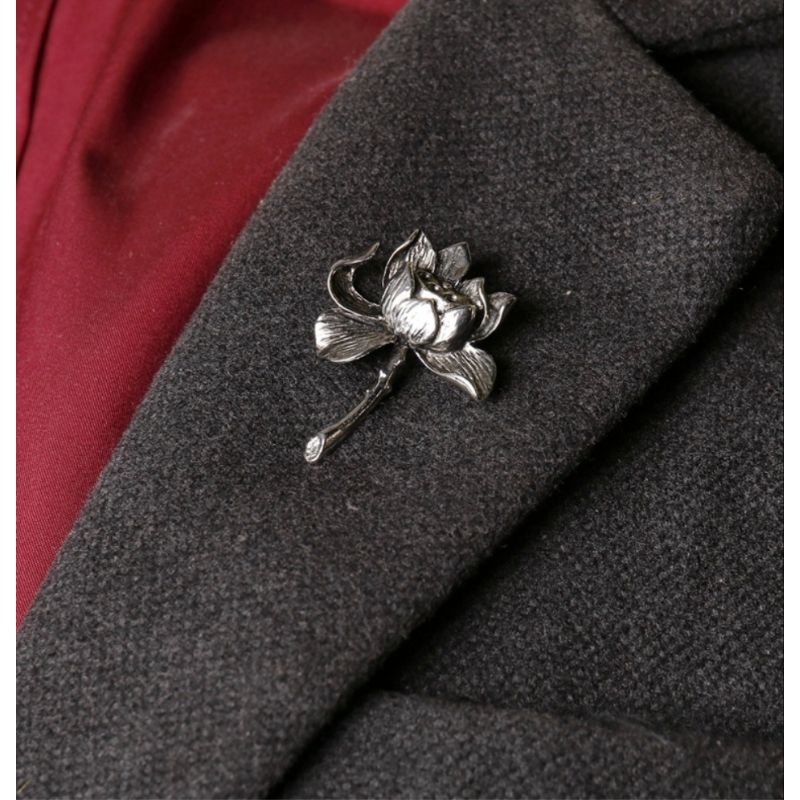 Ancient Personality Lotus Flower Brooch Shirt Lapel Pin Suit Corsage ...