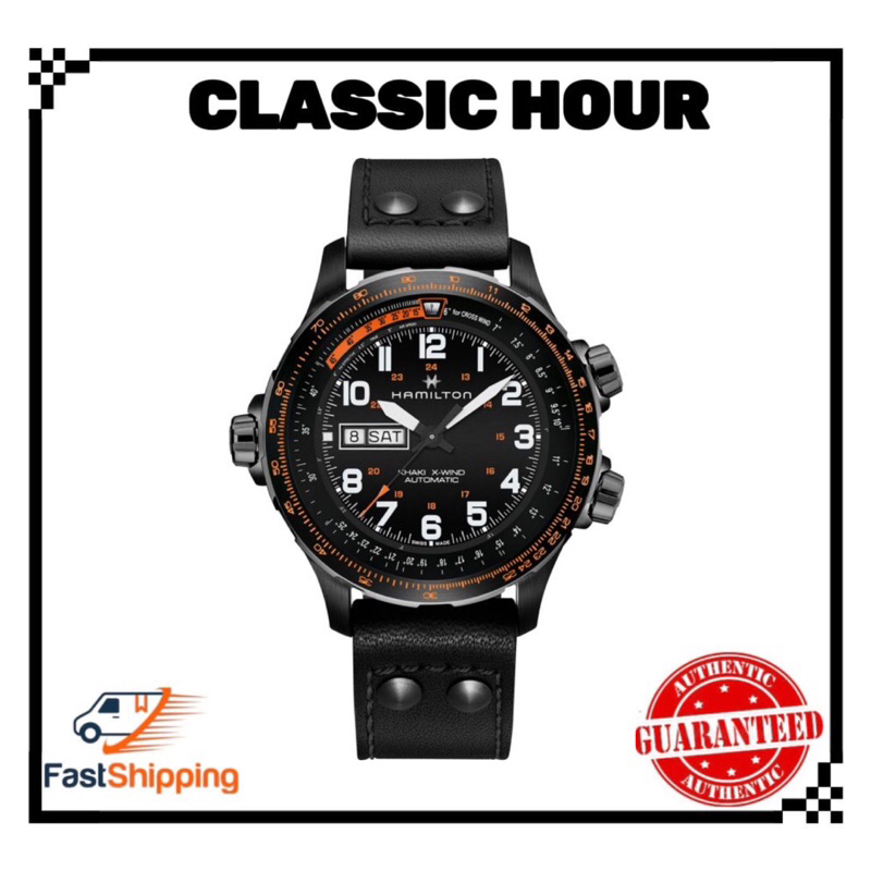 HAMILTON KHAKI AVIATION X-WIND DAY DATE Automatic 45mm H77785733 ...