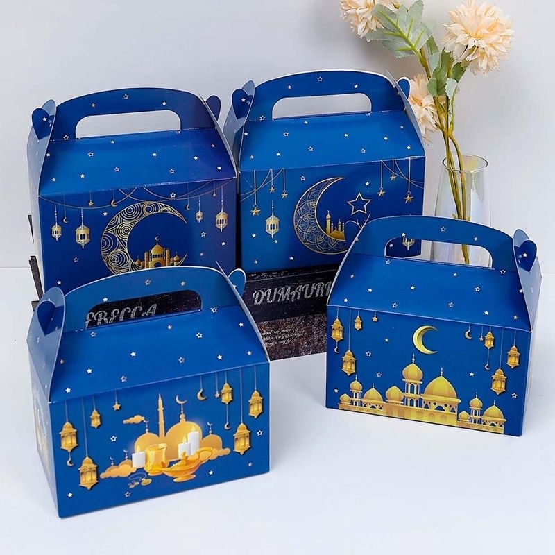 Blue EID Mubarak Candy Gift Box Ramadan Decoration Chocolate Packaging ...