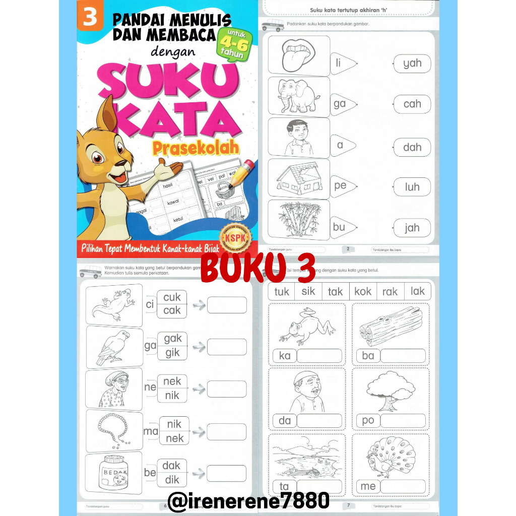 (PDF) Printable Pandai Menulis & Membaca dengan Suku Kata Prasekolah Tadika 4-6 tahun Latihan ...