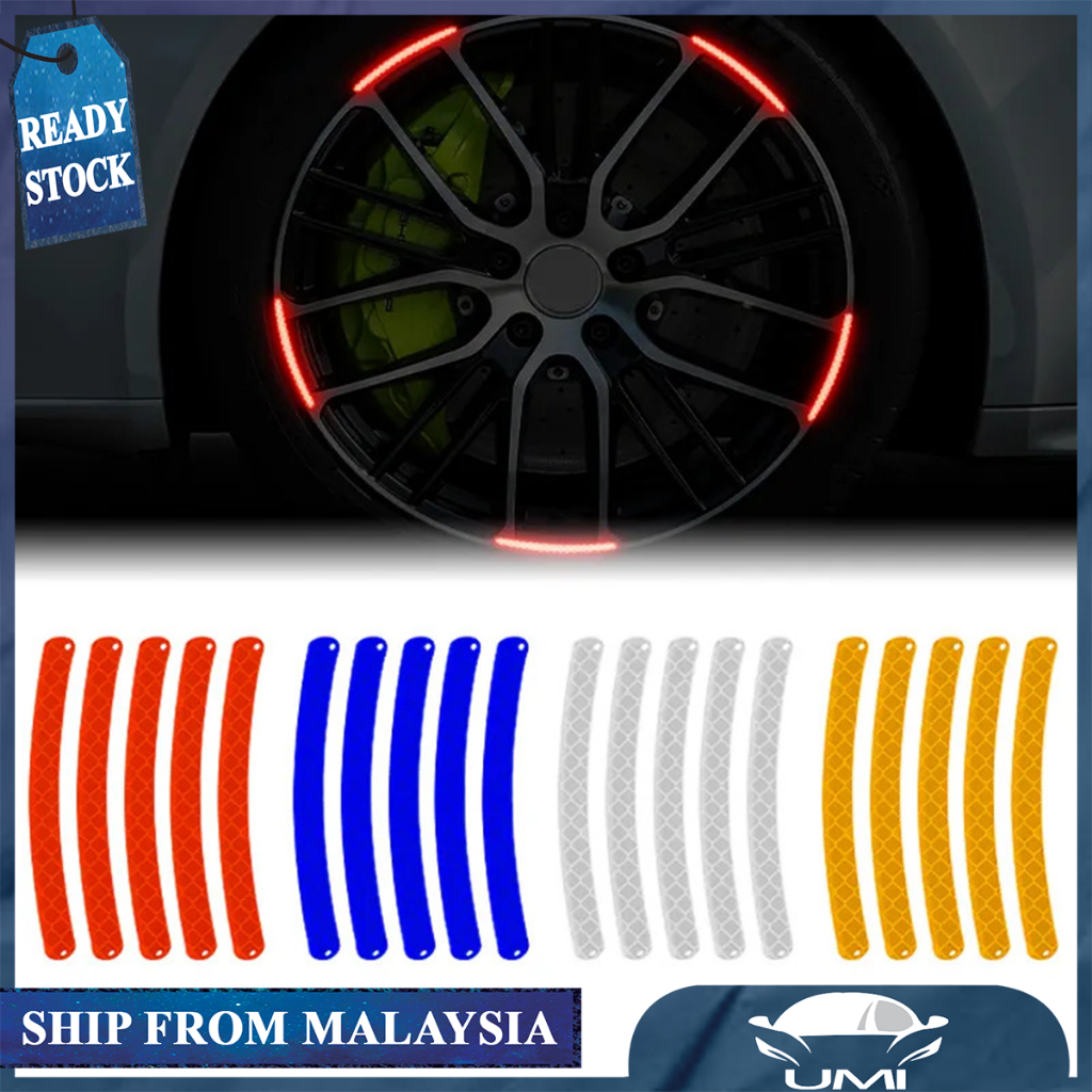 20 Pcs Car Tyre Rim Wheel Reflective Sticker Sport Rim Decoration ...