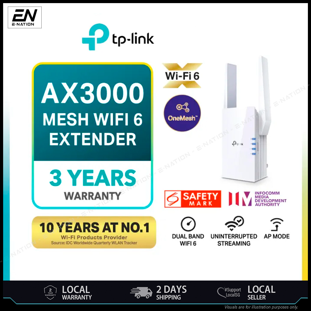 TP-LINK AX3000 ( 2.4Ghz + 5Ghz ) OneMesh Gigabit Repeater WiFi 6 ...