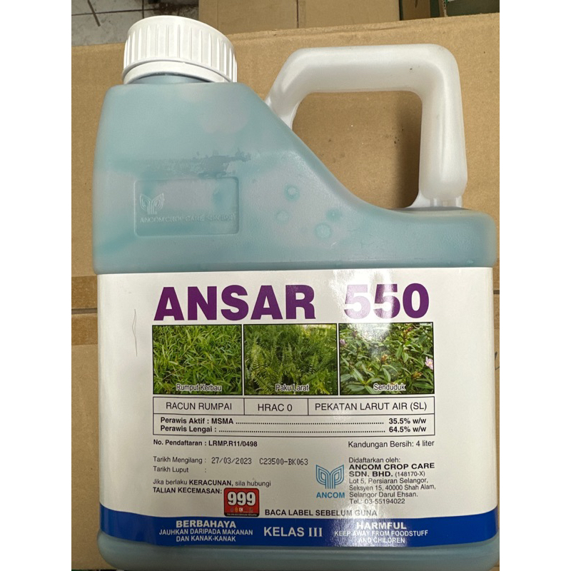 Ansar 550 Ancom MSMA Racun Rumpai Sentuhan / Racun Rumput Degil / Racun ...