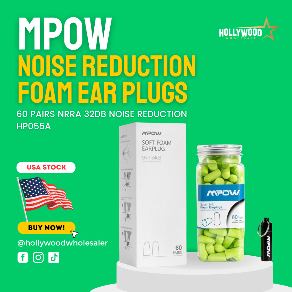 Mpow 60 Pairs NRRA 32dB Noise Reduction Foam Ear Plugs Hearing ...