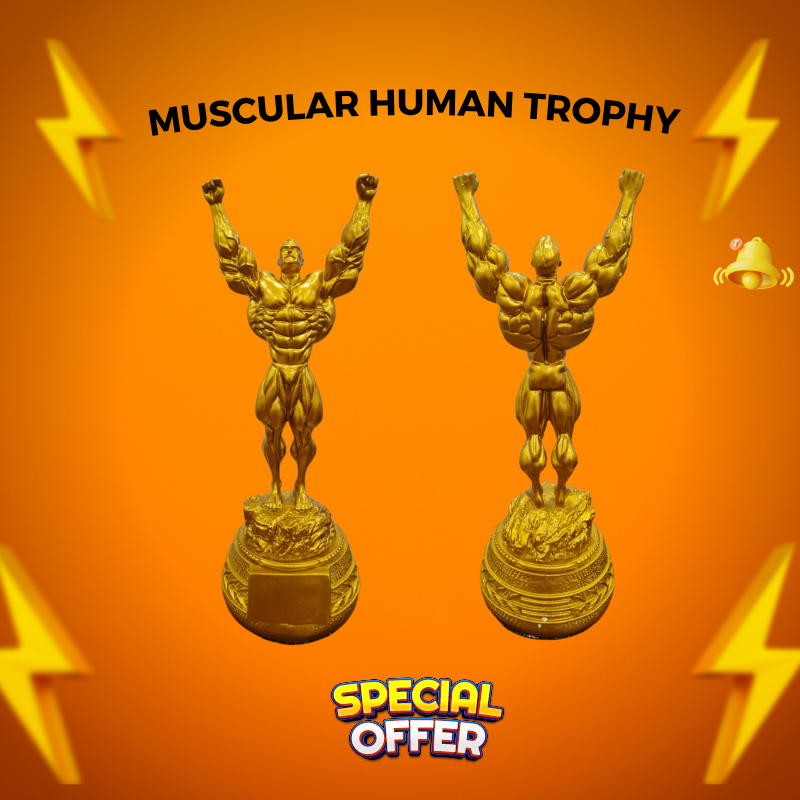 TROPHY - Muscular GOLD Human Statue (RESIN MATERIAL BERAT) / Muscle Man ...
