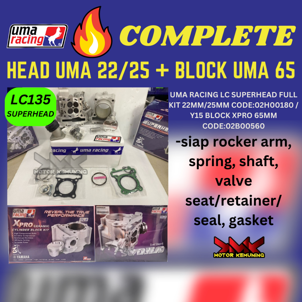 UMA RACING LC SUPERHEAD FULL KIT 22MM/25MM CODE:02H00180 / Y15 BLOCK ...