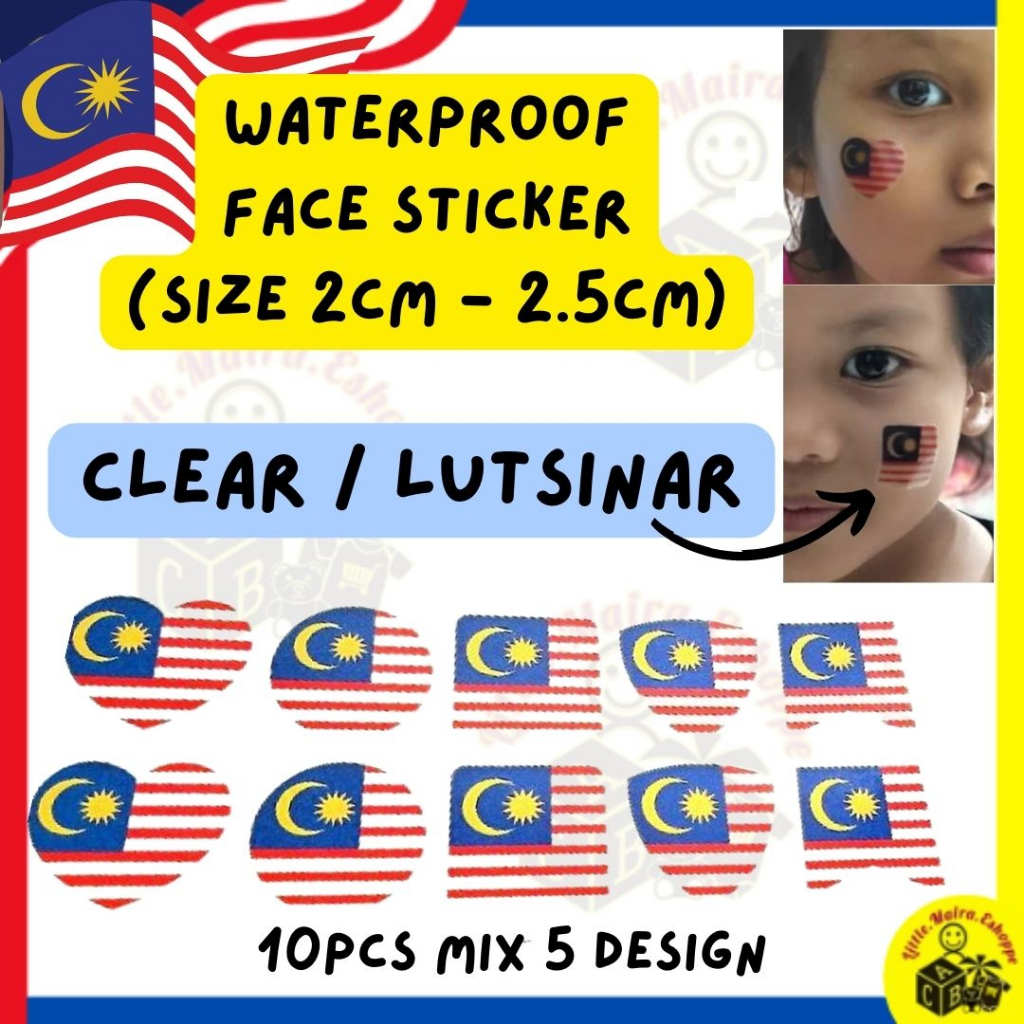 MERDEKA Sticker Temporary Tattoo Face Malaysia Flag Tatu Sementara ...