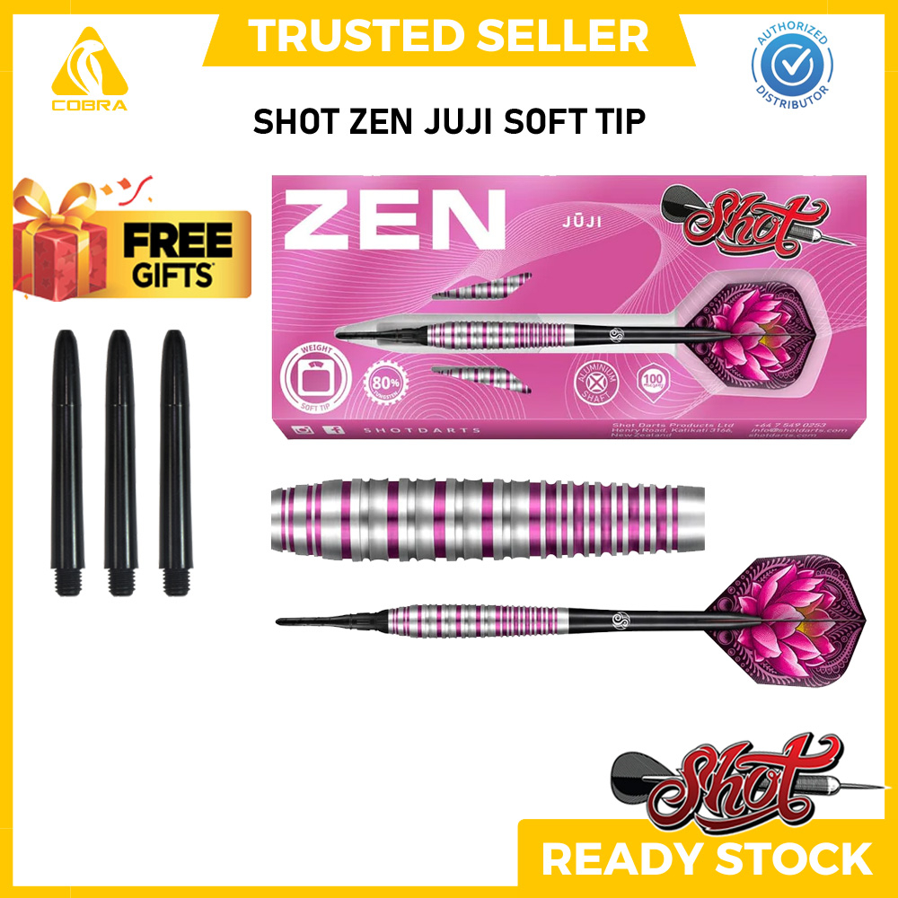 {FREE Flight + Shaft} SHOT ZEN JUJI Steel/Soft Tip Darts SET- 80% ...