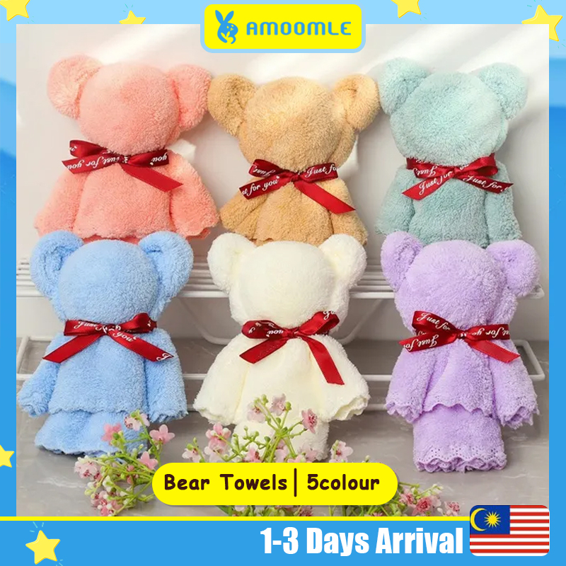 Bear Towel Cute Fleece Bear Wedding Door Gift Coral Fleece Absorbent ...