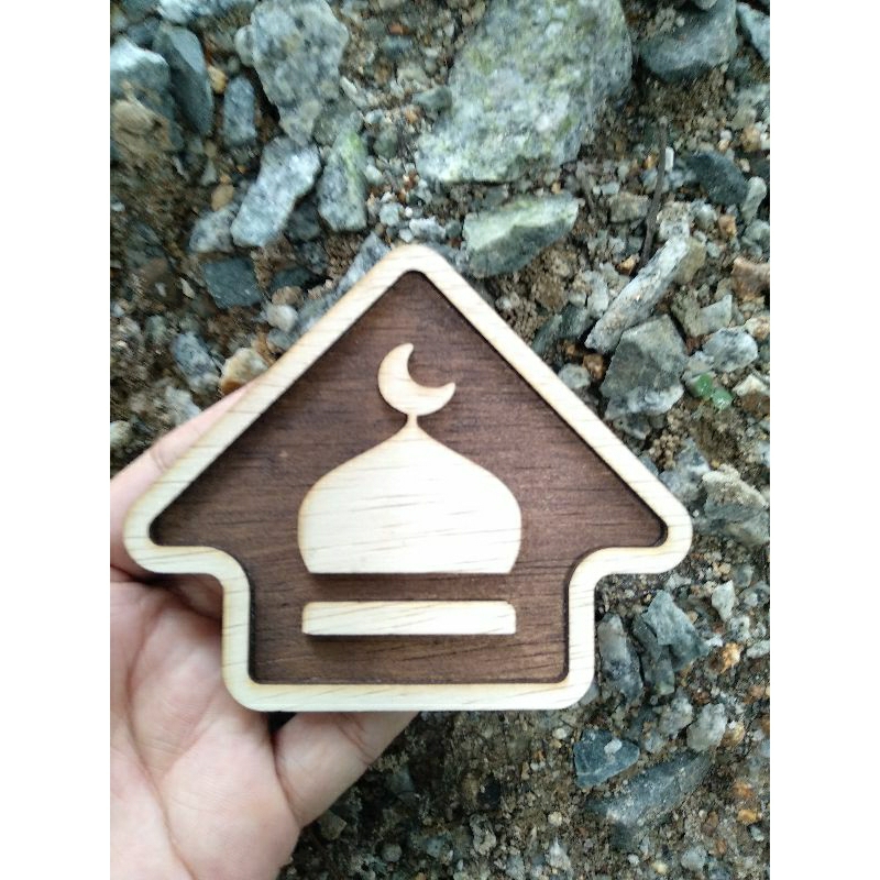 Sign 3D Tanda Penunjuk Arah Kiblat Solat Kayu Plywood Engrave Wood ...