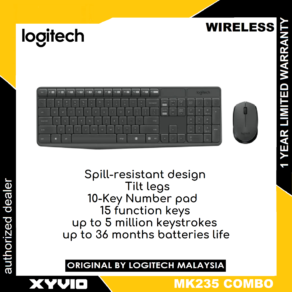 Logitech Mk235 Wireless Keyboard And Mouse Combo Set Shopee Malaysia