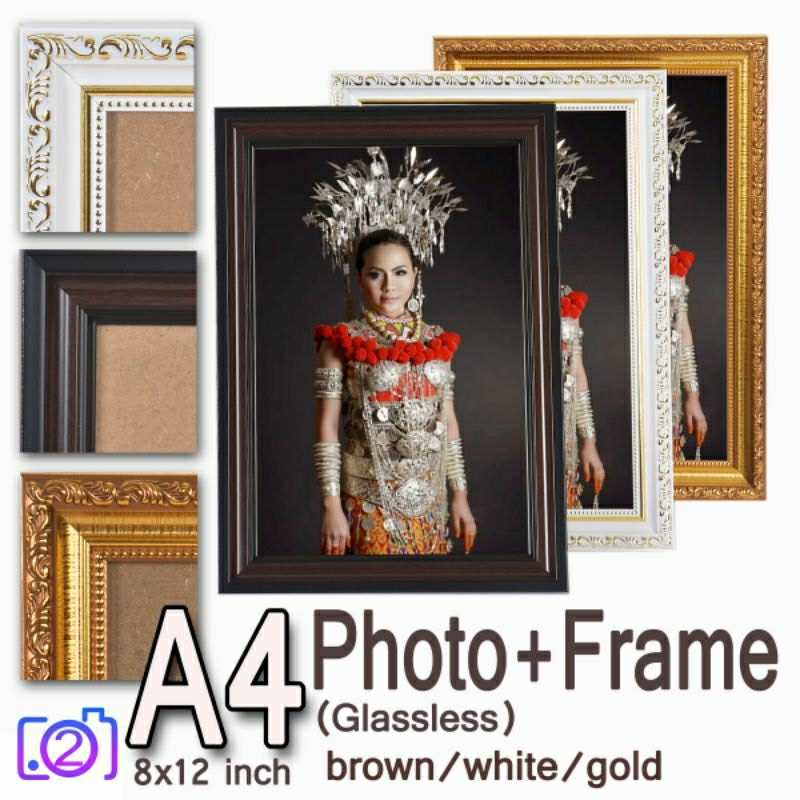 Photo with frame #sizeA4 to 12R# gambar dan bingkai (glassless ...