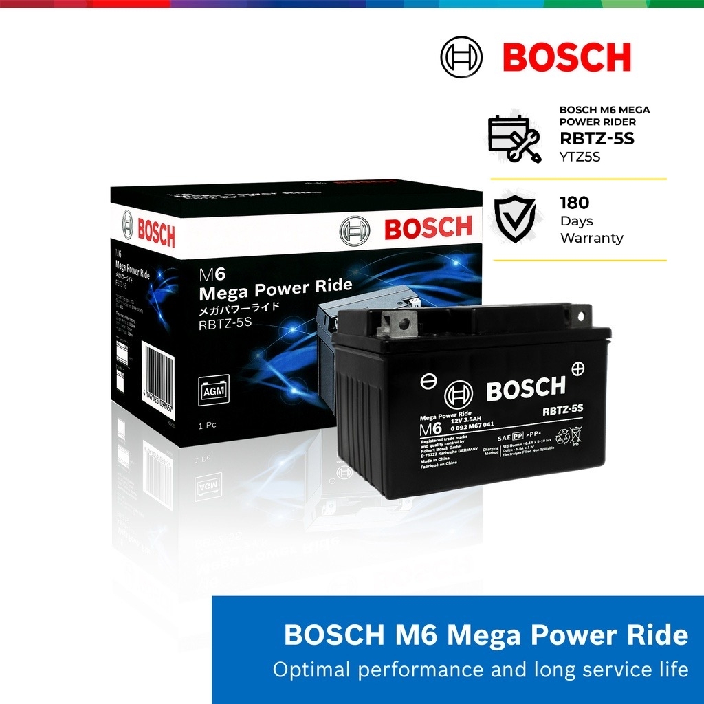 YTZ5S-BS RBTZ-5S BOSCH M6 MEGA POWER RIDER MOYOT BATTERY BATERI MOTOSIKAL GTZ4V YTZ5 LC135 Y15ZR ...