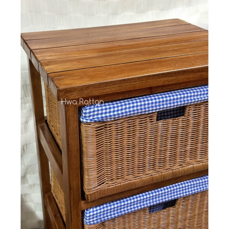 Wooden cabinet multilayer drawer with cloth lining 3 tier rattan wood ...