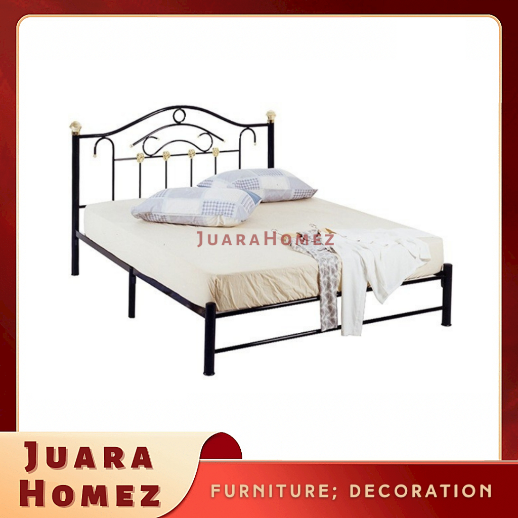Black Queen Bed Metal Bed Frame / Double Bed / Bedroom Furniture ...