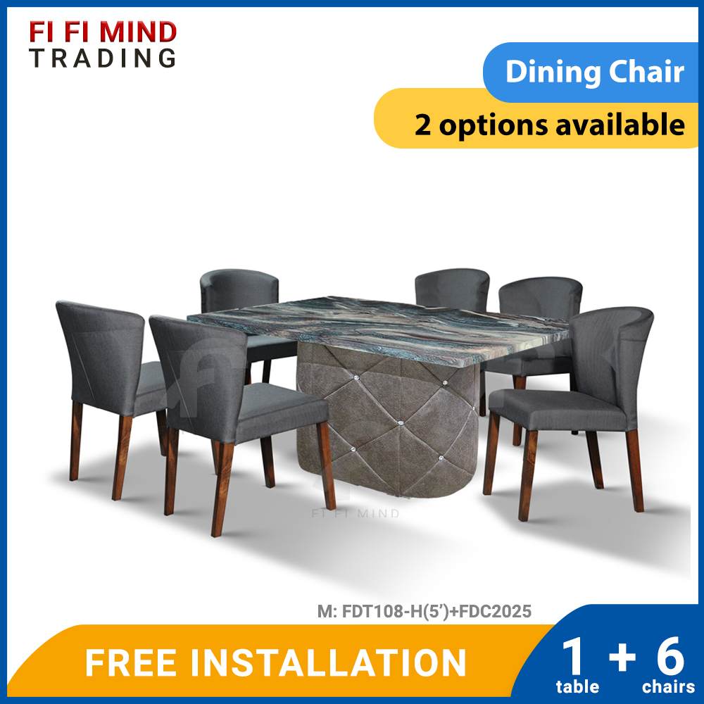 Lotta Marble Dining Set/ Marble Dining Table/ Meja Makan 6 Kerusi/ Meja ...