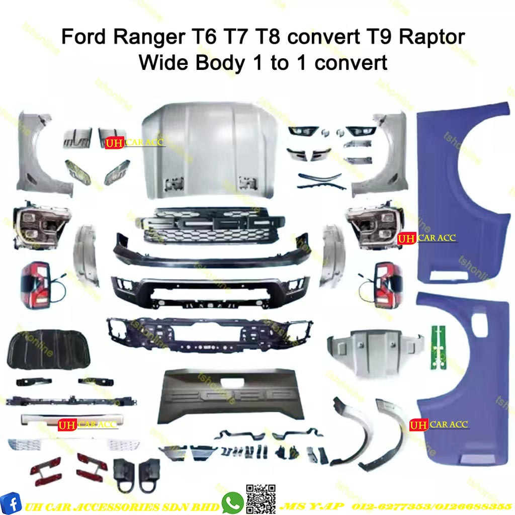 FORD RANGER T6 T7 T8 CONVERT TO T9 RAPTOR 1 TO 1 BUMPER BODYKIT HEAD ...