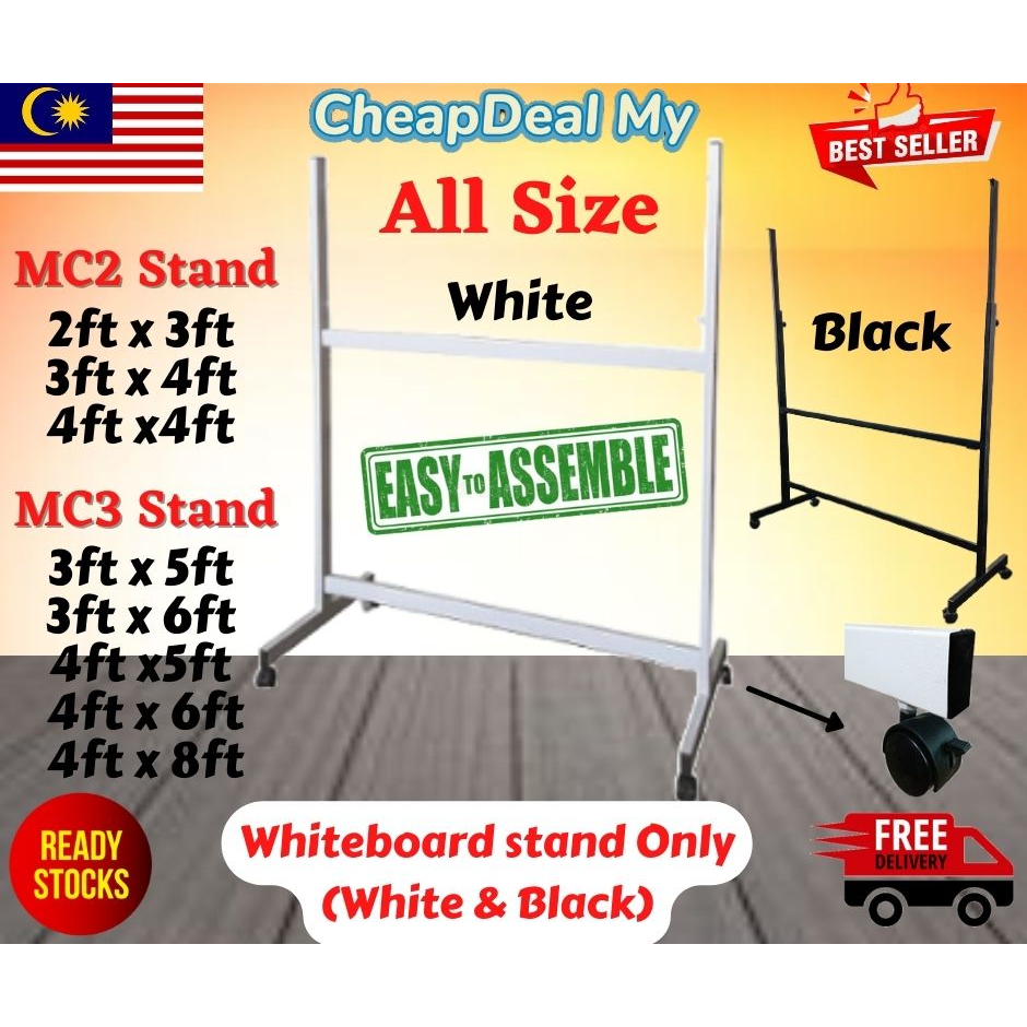 ALL SIZE Whiteboard STAND ONLY (Black & White) | Shopee Malaysia