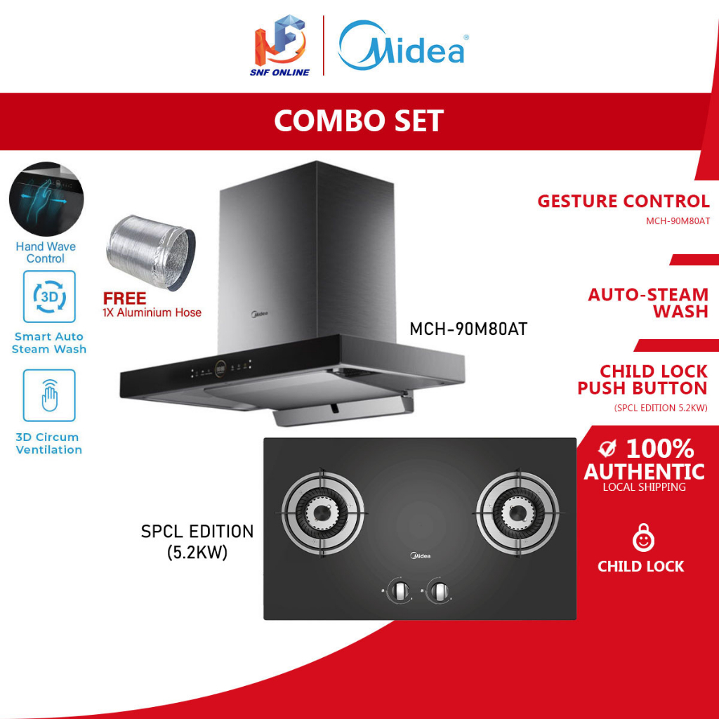 Midea Hud + Dapur - Built-in Gas Hob MGH-8216SS / MGH-76Q60B + Midea ...