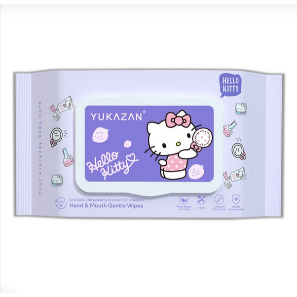 Yukazan Hello Kitty Kids Hand & Mouth Gentle Wipes 99.9% Antibacterial ...